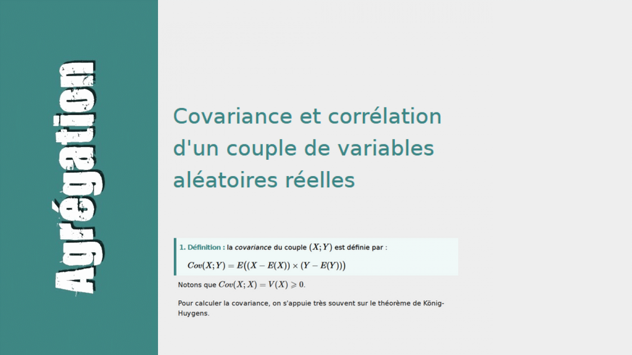 Covariance et corrélation d'un couple de variables aléatoires réelles ...