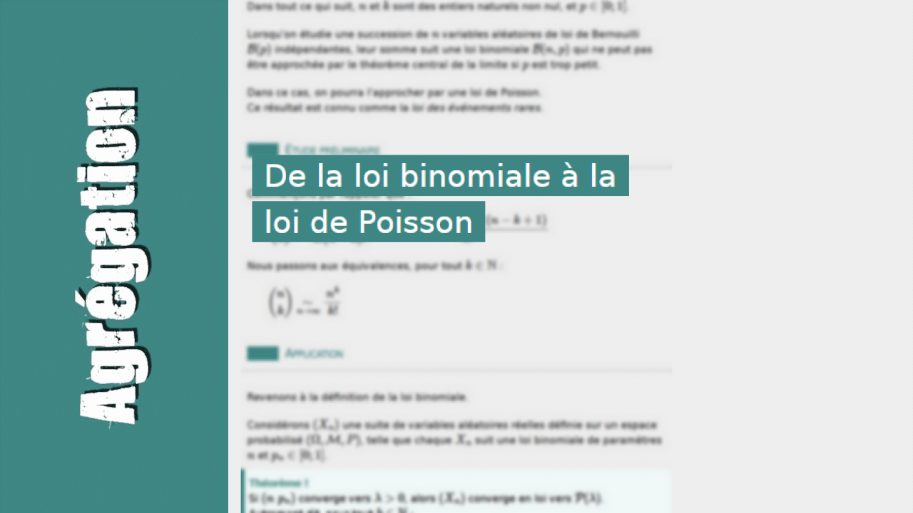 De la loi binomiale à la loi de Poisson - Probabilité discrète - Fiche ...