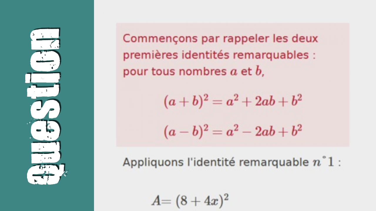 Développement par identité remarquable - Calcul numérique et algébrique ...